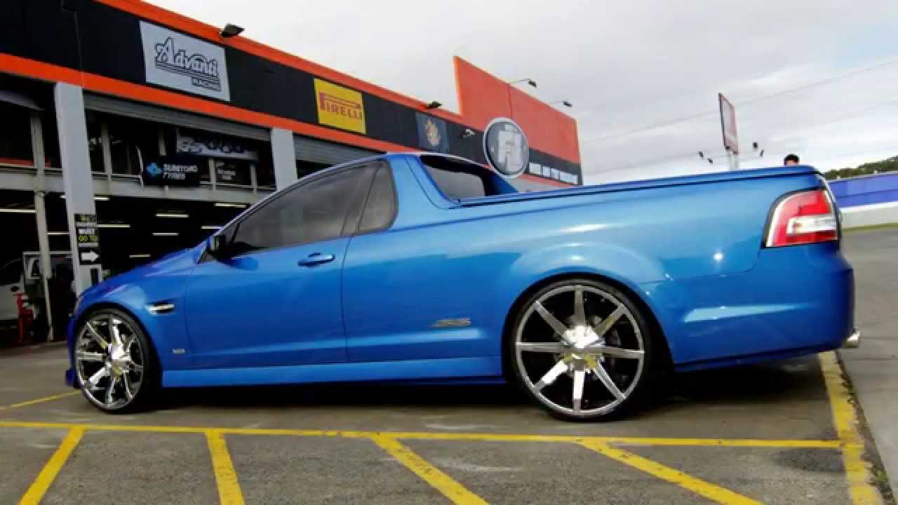 Holden VE SS Ute with custom 22 KMC Chrome Slide Wheels - YouTube