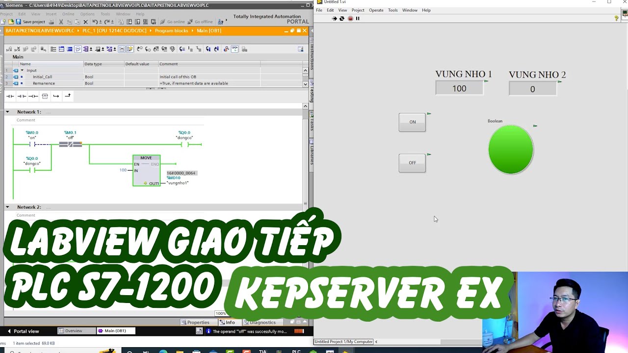 LabVIEW giao tiếp PLC S7 1200 thông qua Kepware #labviewplc #kepserverplc #kepwareplc # ...