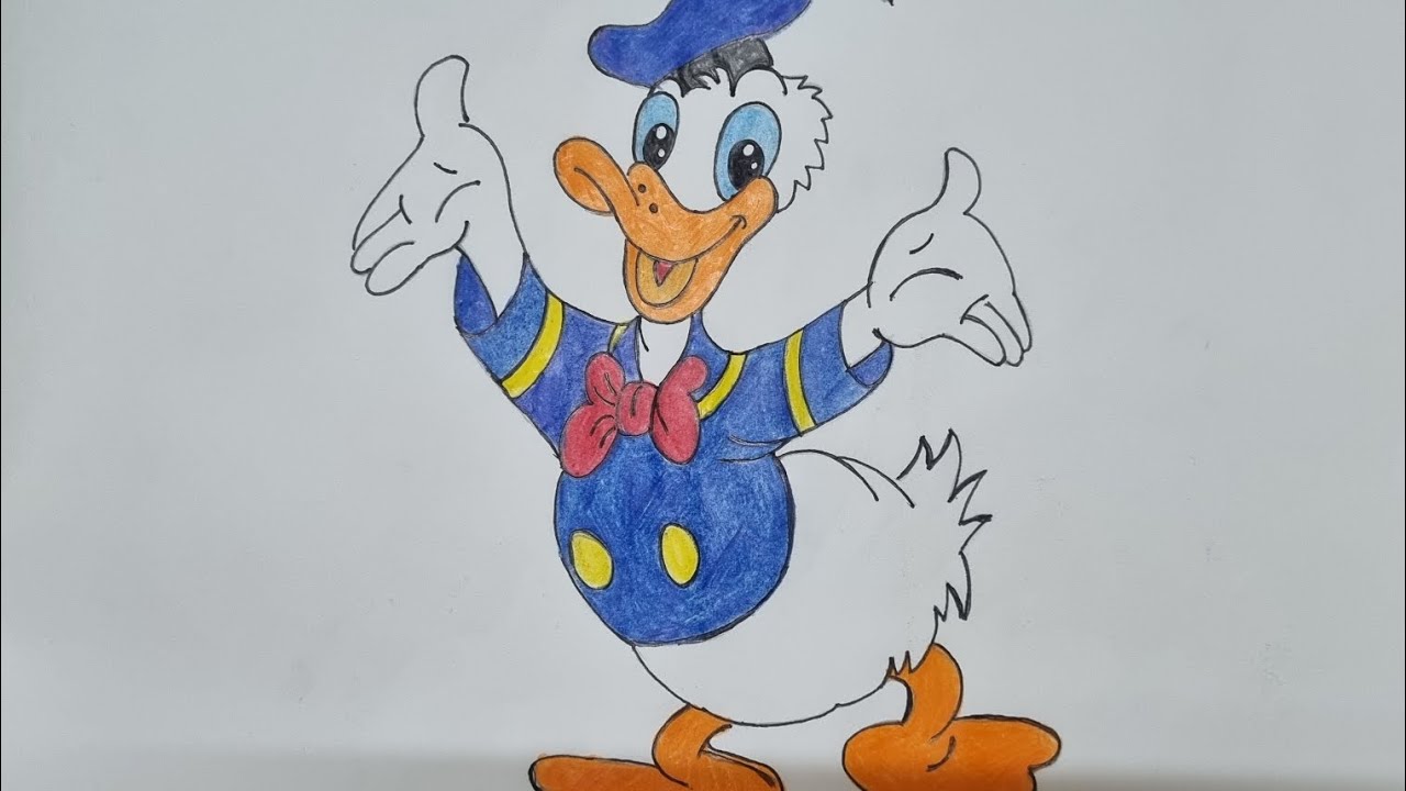 DIY Donald Duck drawing & coloring step by step | DIY famous cartoon ...