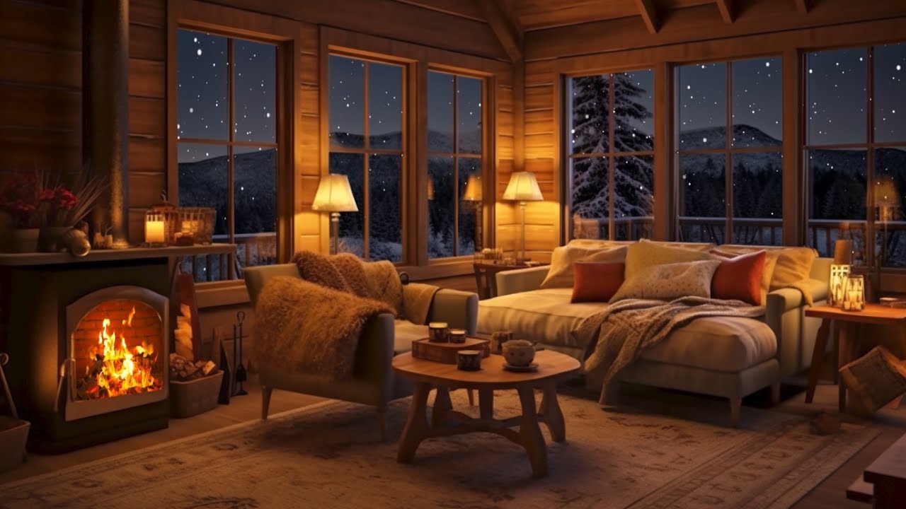 Warm Winter Night at Cozy Reading Room Ambience with Smooth Jazz ...