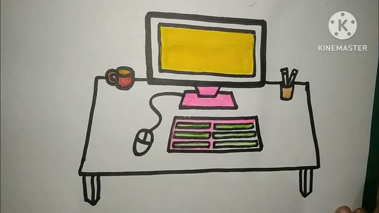 How to draw a Computer 🖥️ for kids and beginners/How to draw Computer ...