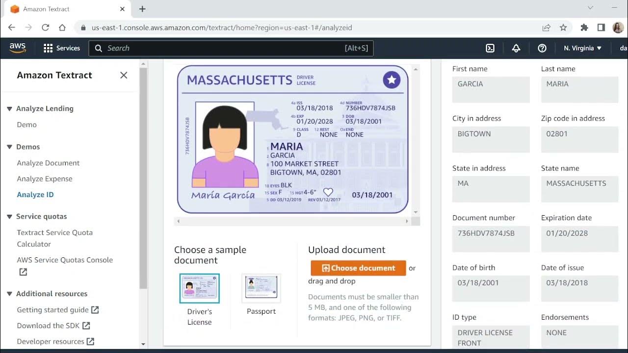 Amazon Textract Quick Demo Youtube