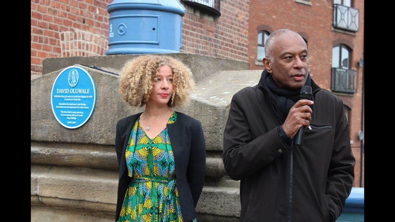 Caryl Phillips unveiling the Blue Plaque on Leeds Bridge - YouTube
