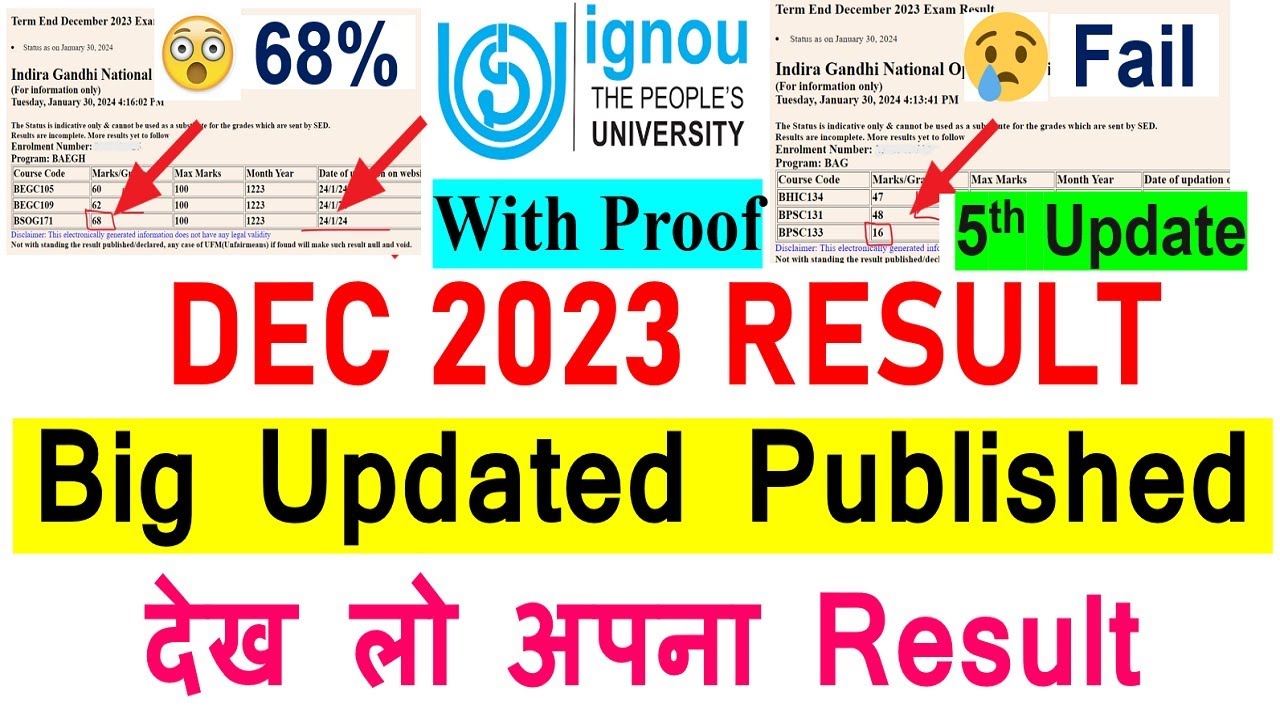 😮{ Breaking News } IGNOU Dec 2023 Result Big Update Published | Result ...