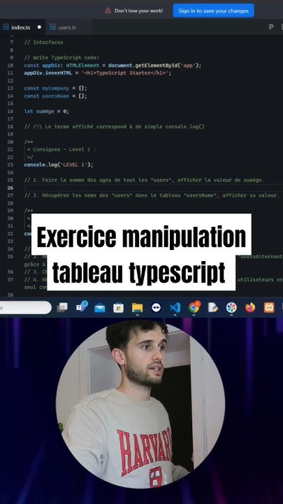 Exercice manipulation de tableau en typescript #softwaredeveloper #programming #coding - YouTube