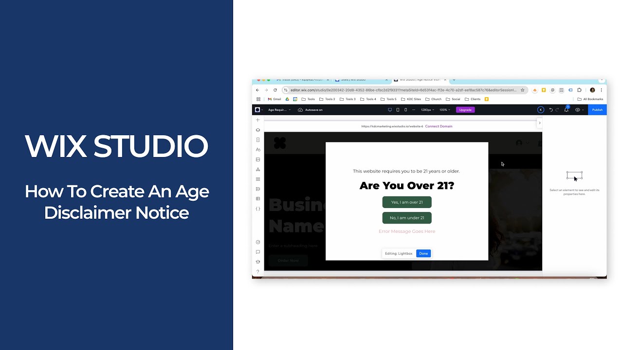 Wix Studio | How To Create An Age Disclaimer Notice - YouTube