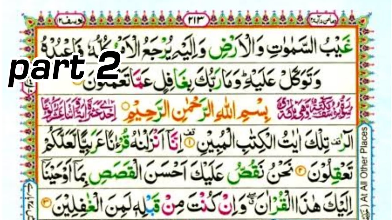 Surah Yousuf | part 2 | Sheikh Qari Inamullah With Arabic Text (HD ...