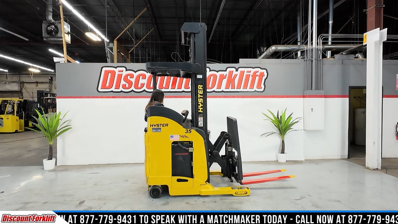 HYSTER N35ZRS-14.5 3,500 lb Electric #122L - Standup Reach Forklift for ...