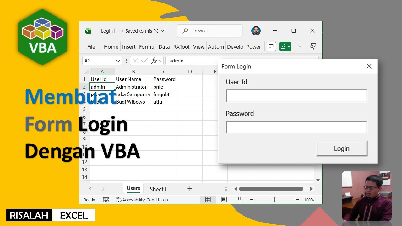 Membuat Form Login dengan VBA - YouTube