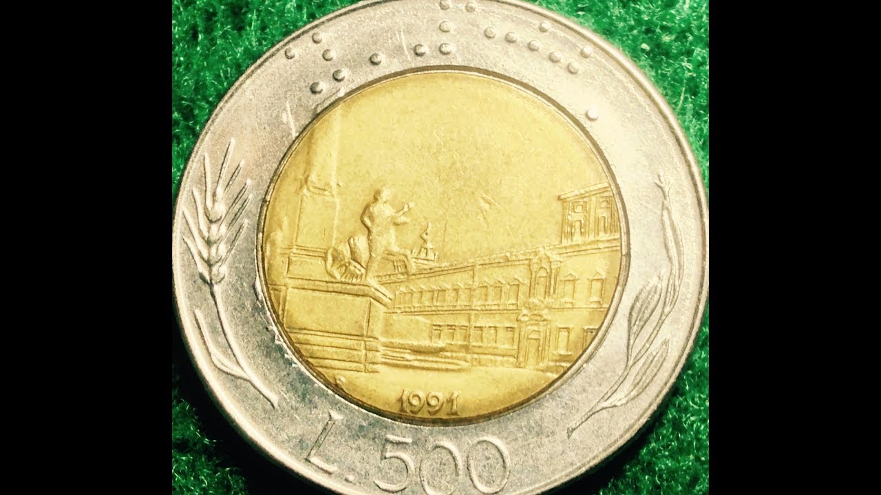 500 Lire Coin Of Italy Dated 1991 - YouTube