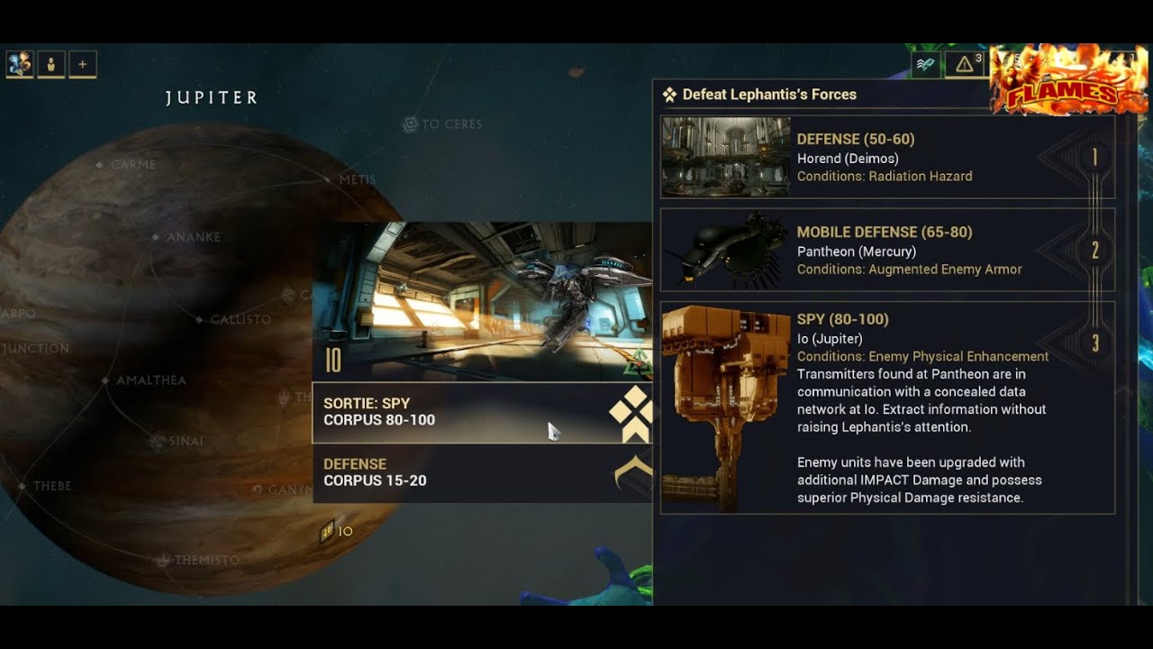 Warframe Io (Jupiter) Mission Spy level 80-100 - YouTube