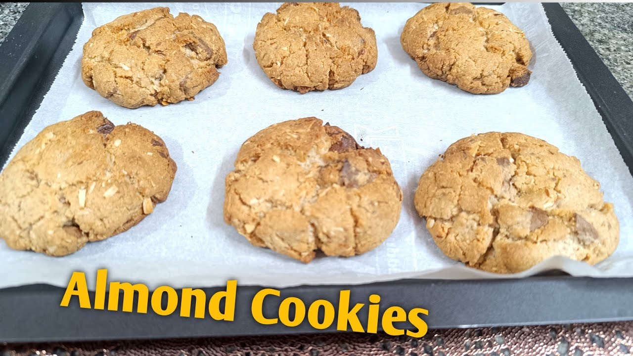 Crunchy Almond Chunks Cookies | Eggless almond cookies - YouTube