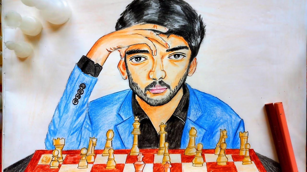 Gukesh D. colour portrait♟️|The world chess champion🏆🇮🇳| #drawing # ...