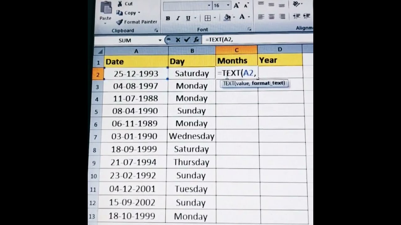 How To Get Day Month And Year From A Date In Excel shorts excelhindi How To Get Day Month And Year From A Date In Excel shorts excelhindi