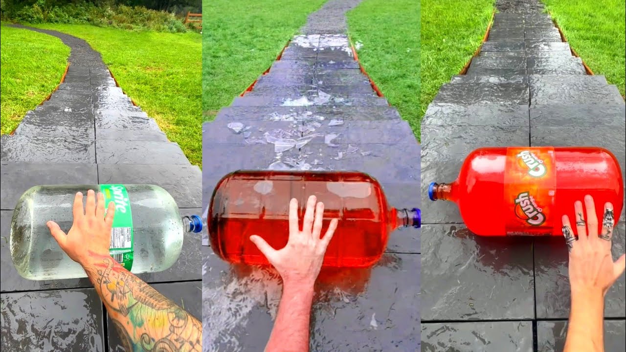 Throwing Bottle Down Stairs -219 | Breaking glass bottle | Crushing ...