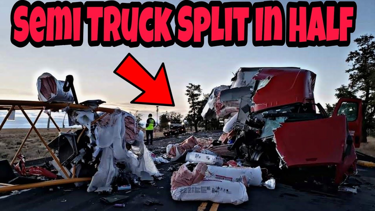 Truck Driver Goes In Wrong Lane & Splits Semi Truck In Half 🤯 - YouTube