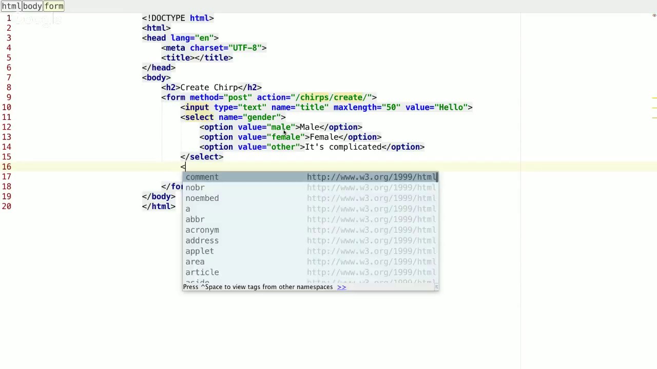 Basic HTML Form Tags - YouTube