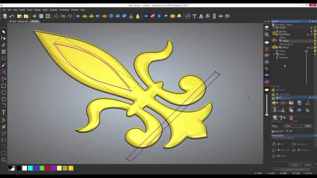 ArtCAM Standard Tutorials - 3.3 Combine Modes and Relief Layers - YouTube