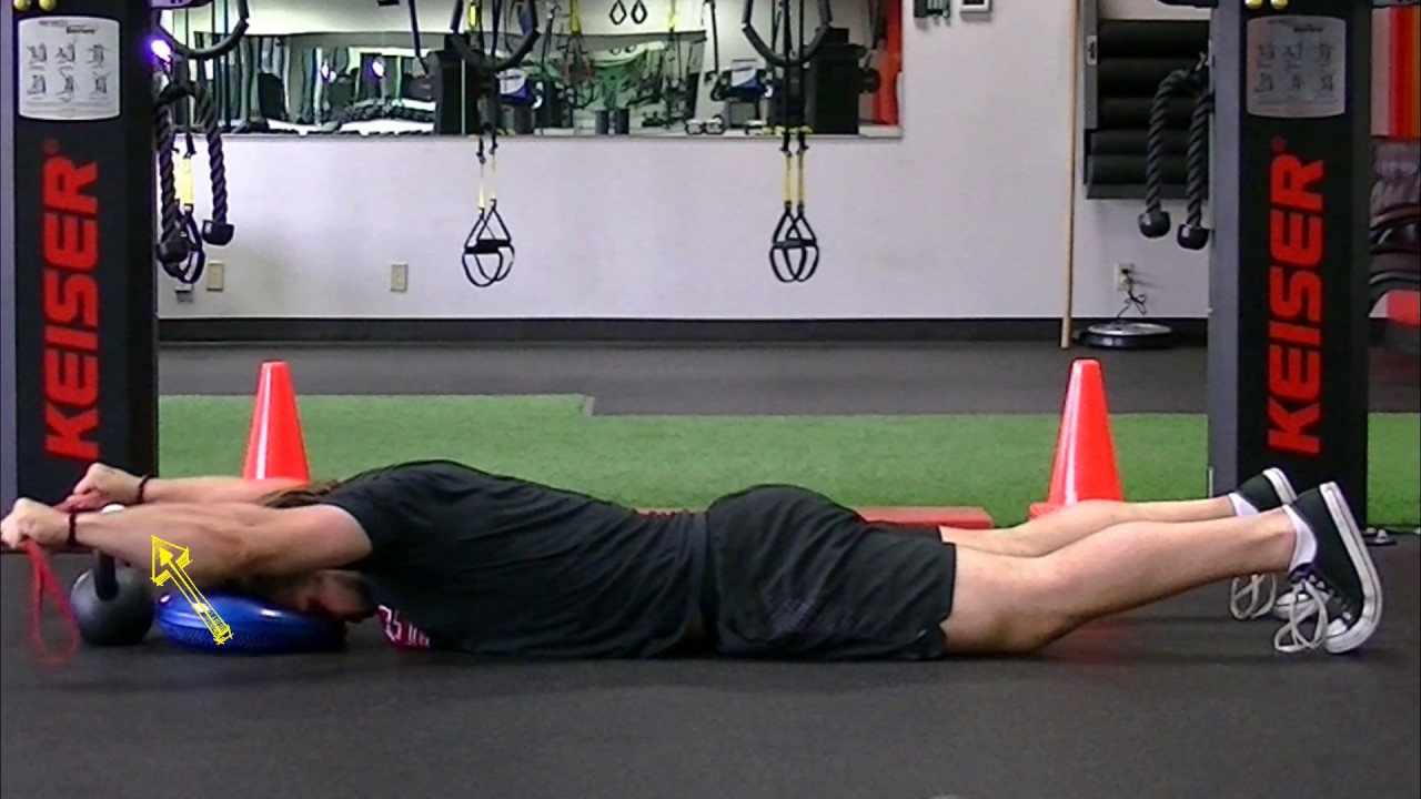 Prone banded behind the neck press - YouTube