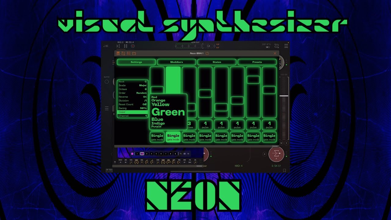 Neon Sequencer For Visuals Using Visual Synthesizer! - YouTube