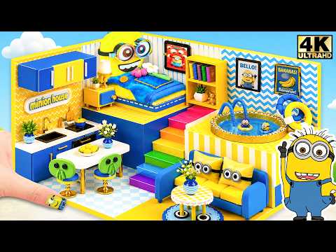 Build Simple MINIONS Dream House with Swimming Pool & Rainbow Bedroom ❤️ DIY Miniature House