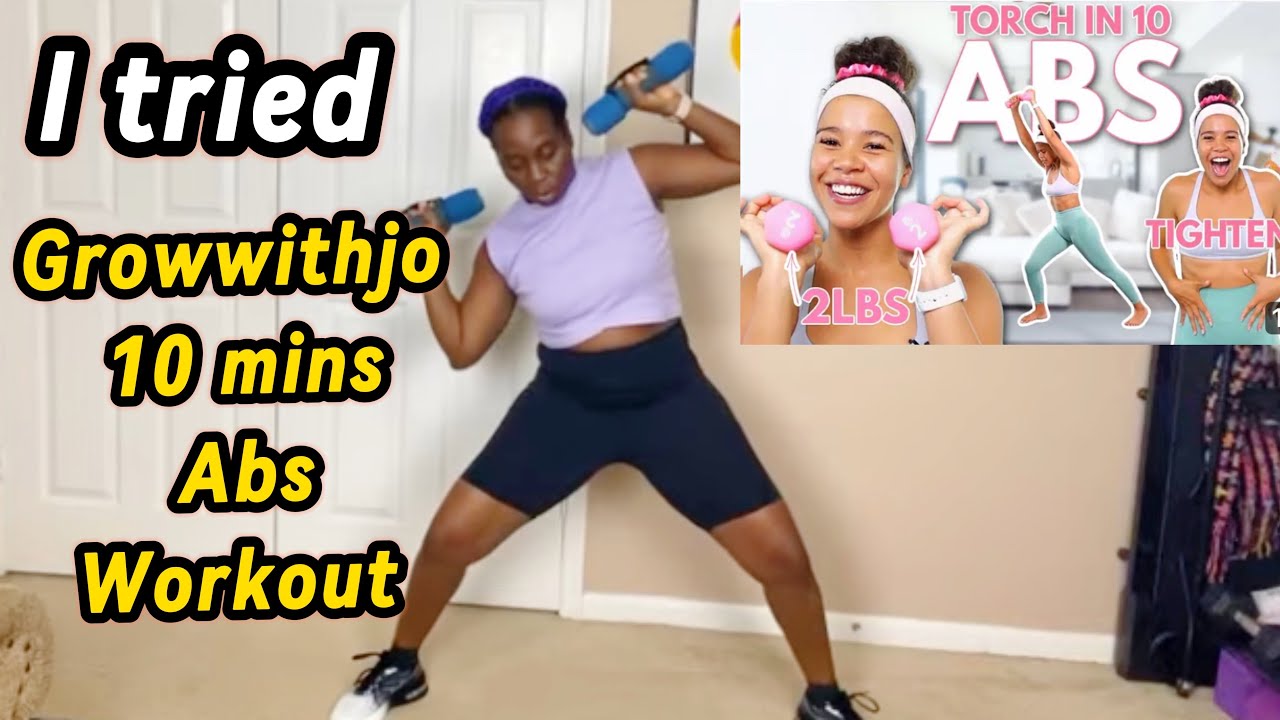 Trying Growwithjo 10 Mins Standing Abs Workout with Weights - YouTube