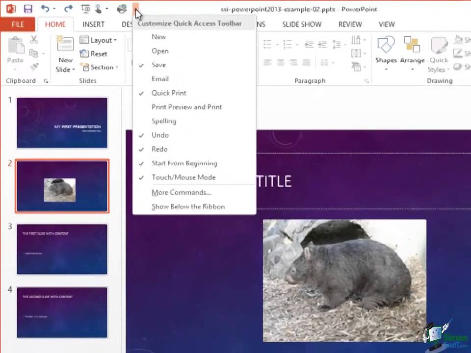 Powerpoint 2013 Tutorial - Quick Access Toolbar - YouTube