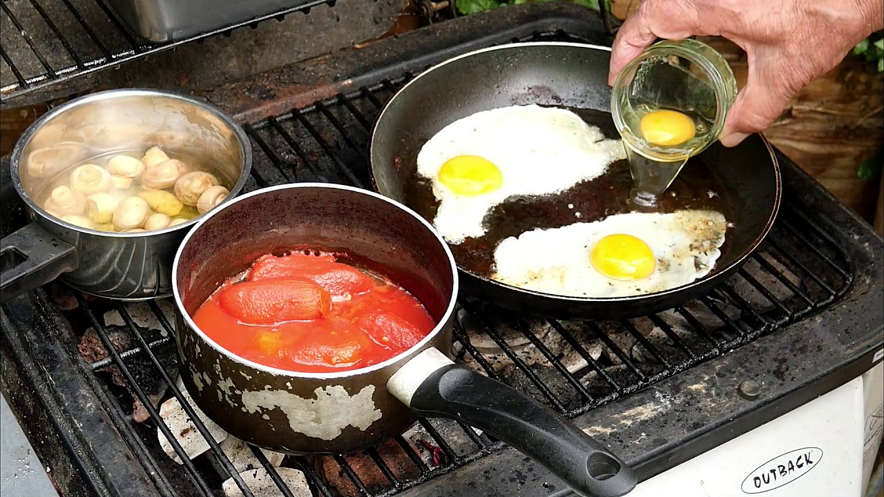 Full English Breakfast (cooked outside on a BBQ) - YouTube