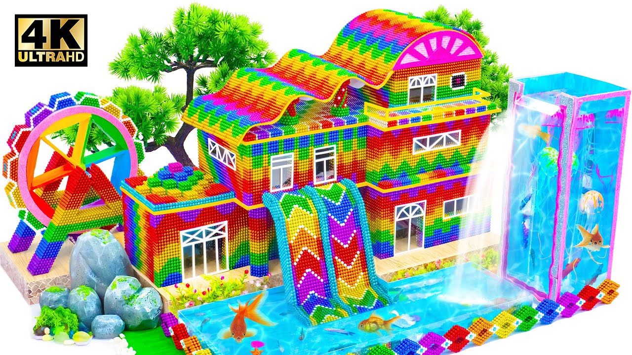How To Make Rainbow FUN Summer House Have Double Slides From Rooftop To ...