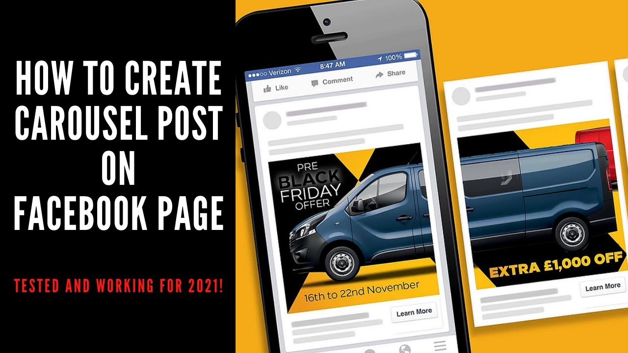 How To Create Facebook Page Carousel Post 2021!! Create Carousel Post ...
