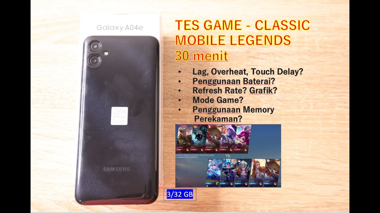 Samsung Galaxy A04e 3/32 GB | Tes Mobile Legends | Refresh Rate, Grafik ...