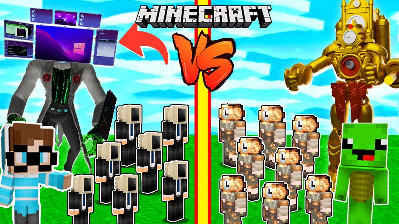 TITAN PC MAN ARMEE vs TITAN CLOCKMAN ARMEE in Minecraft - YouTube
