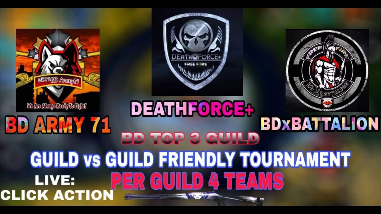 🔴[LIVE] FREE FIRE | GUILD vs GUILD friendly tournament | BD71 vs DF+ vs ...