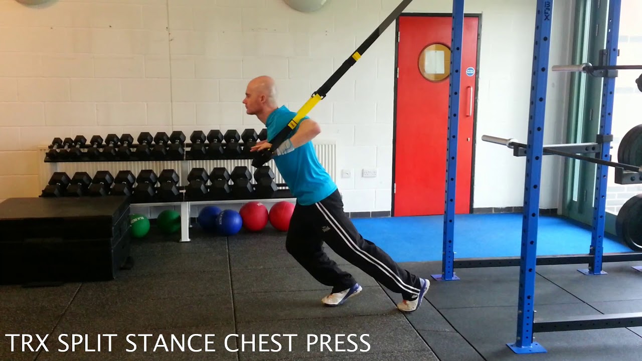 TRX Split Stance Chest Press - YouTube