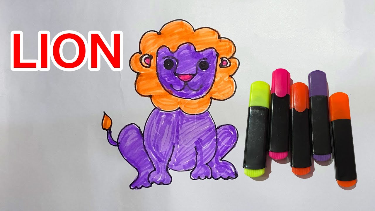 Lion Drawing Little Singam Drawing | Colouring | Kids - YouTube
