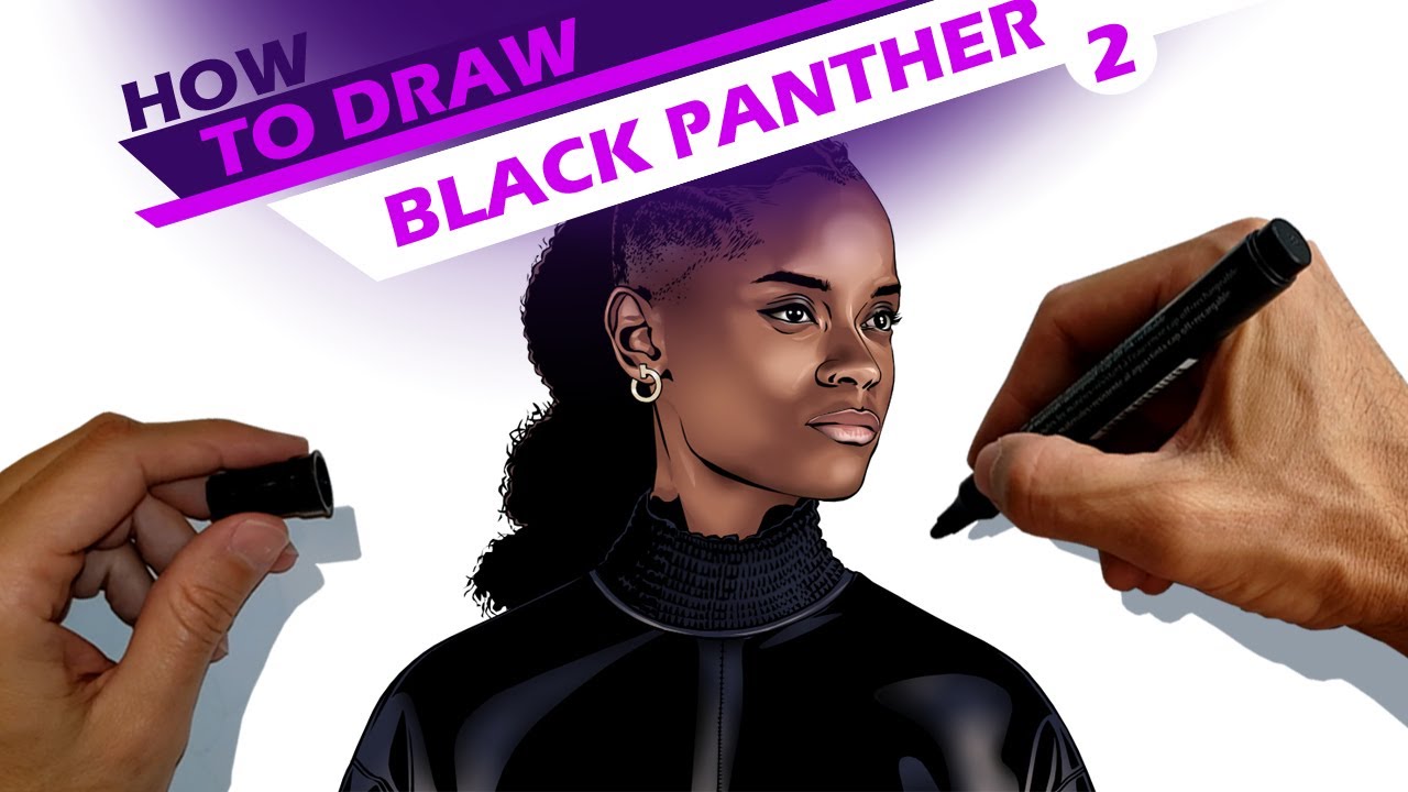Letitia Wright, Shuri from Black Panther: Wakanda Forever - How to draw ...