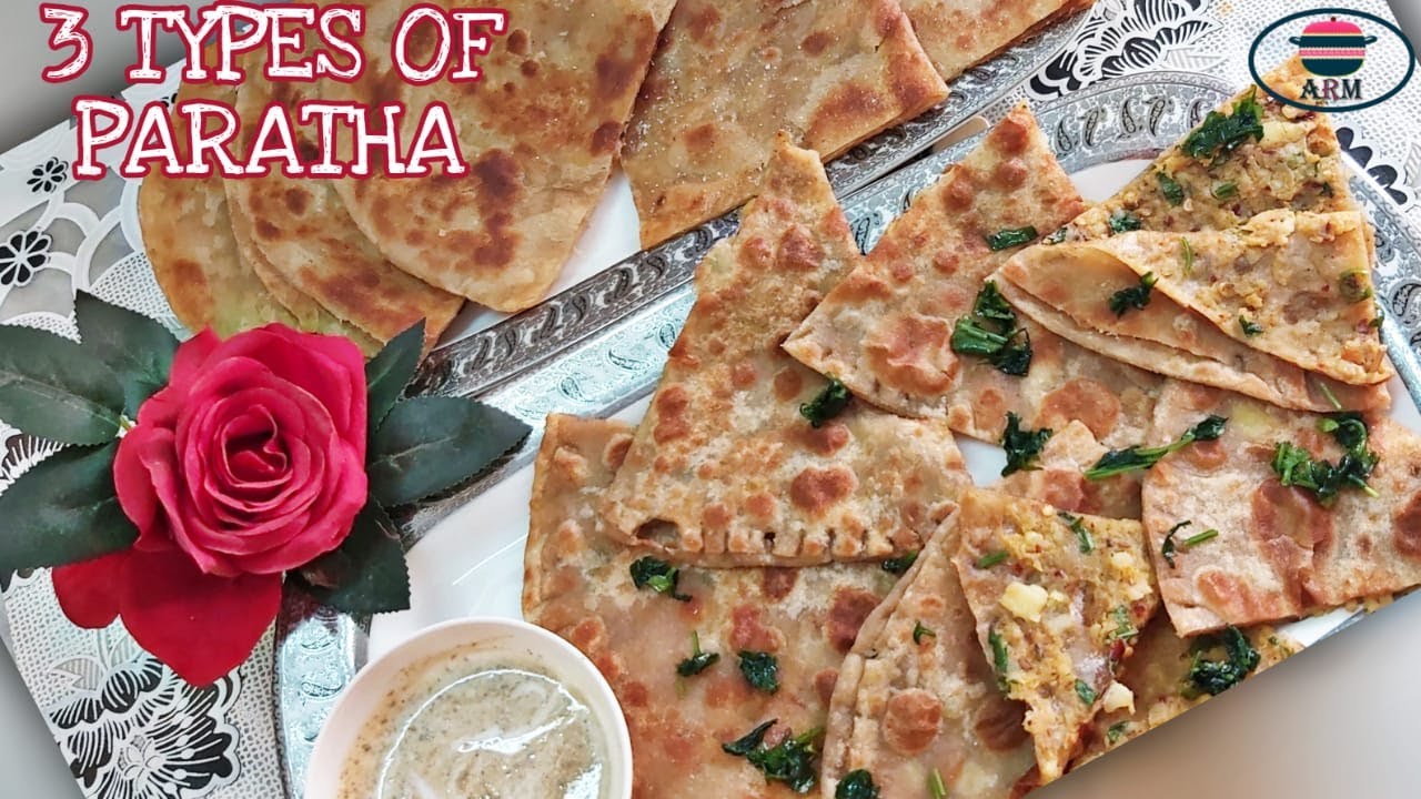 3 Types of Easy & Quick Paratha Recipe - Aloo, Cheeni and Plain Paratha ...
