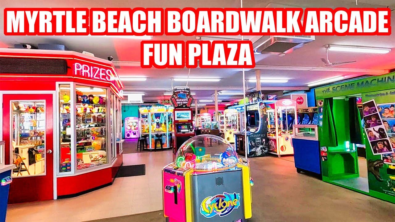 Myrtle Beach Oceanfront Arcade - Fun Plaza on the Boardwalk! - YouTube