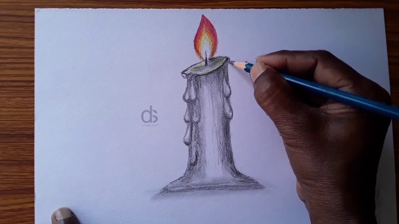 How to Draw a Candle in 3D - Drawing sheet - YouTube