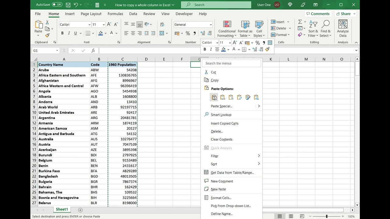How To Copy A Whole Column In Excel YouTube How To Copy A Whole Column In Excel YouTube