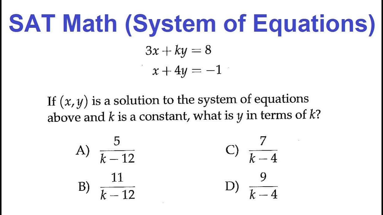 SAT Math (System of Equations) - YouTube