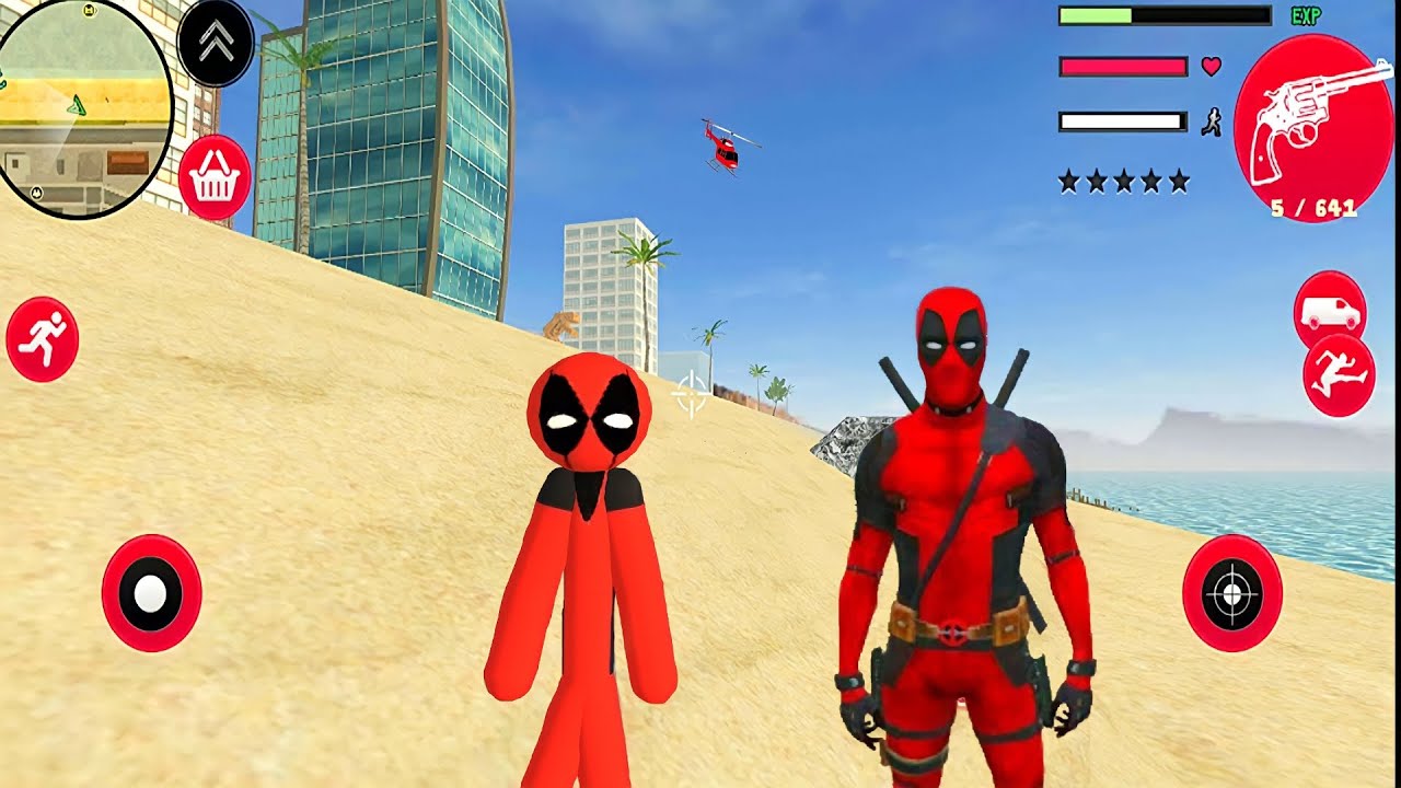 Superhéroe Stickman Juego - DeadPool Stickman Rope Hero Gangstar Crime ...