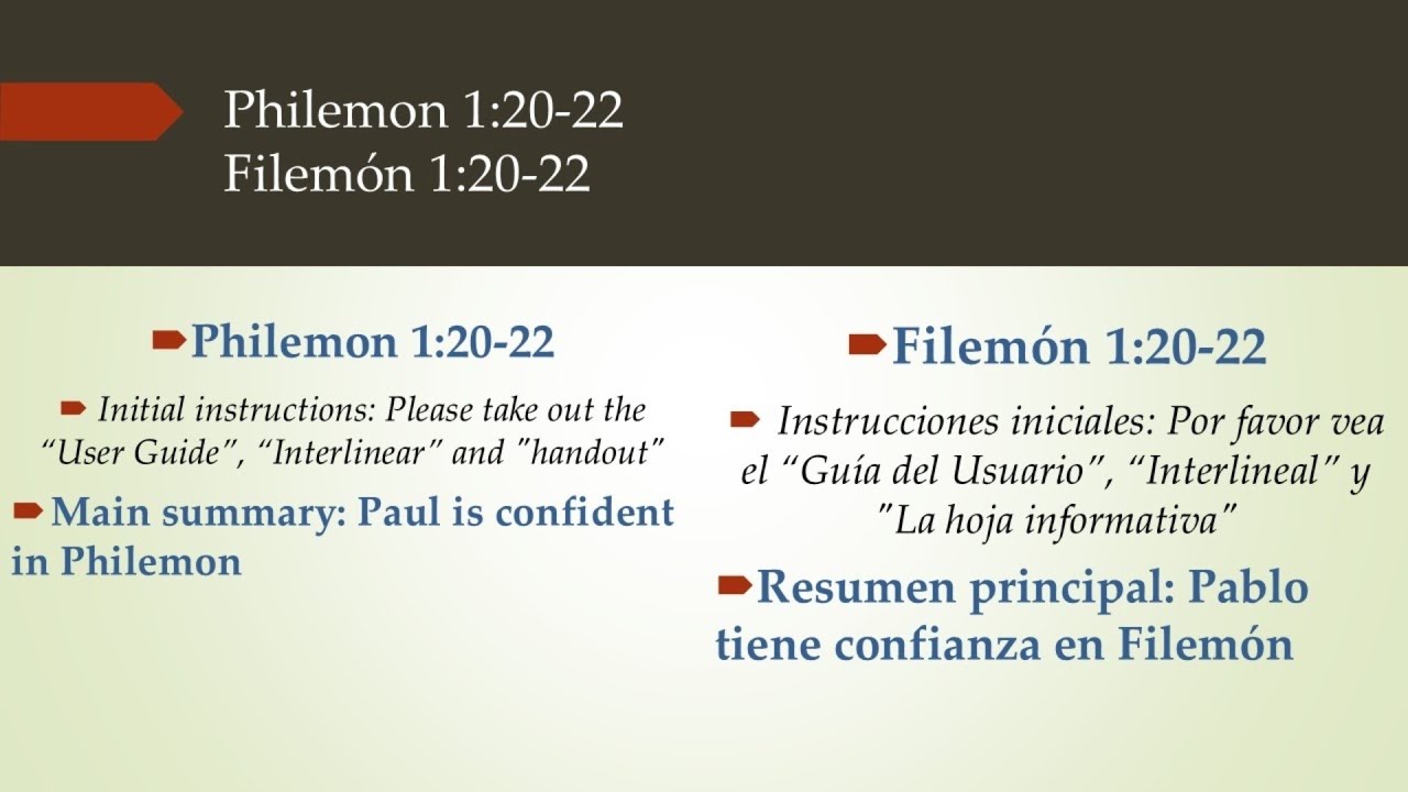 Filemón: 1:20-22 (Parte 2) | Philemon: 1:20-22 (Part 2) - YouTube