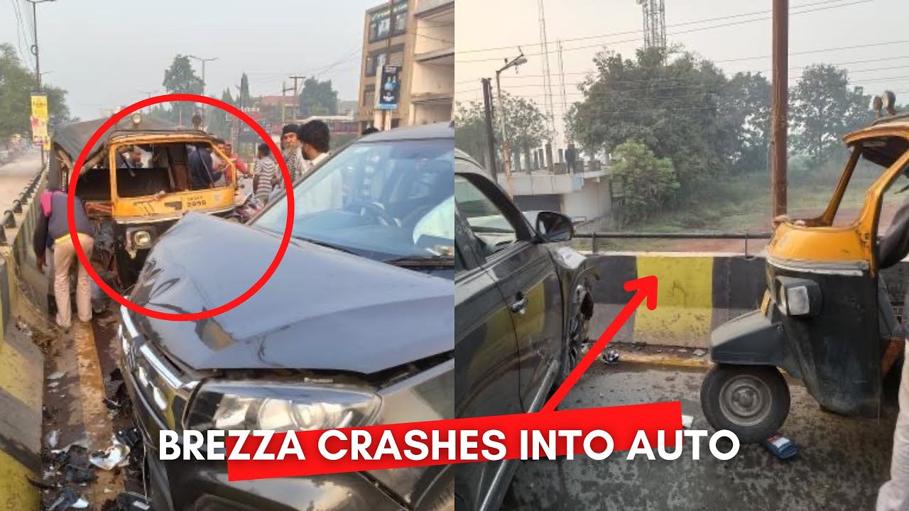 VITARA BREZZA की सामने से टक्कर Auto से Accident of Vitara Brezza 2021 ...
