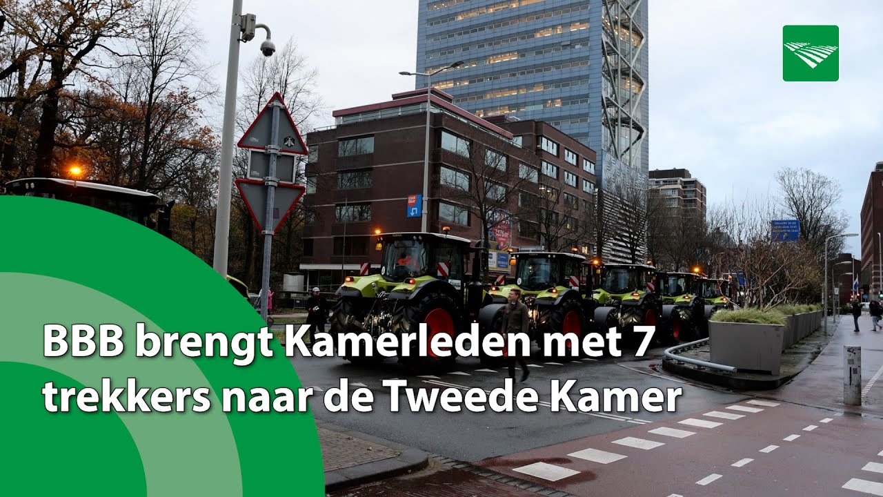 BBB brengt Kamerleden met 7 trekkers naar de Tweede Kamer - YouTube