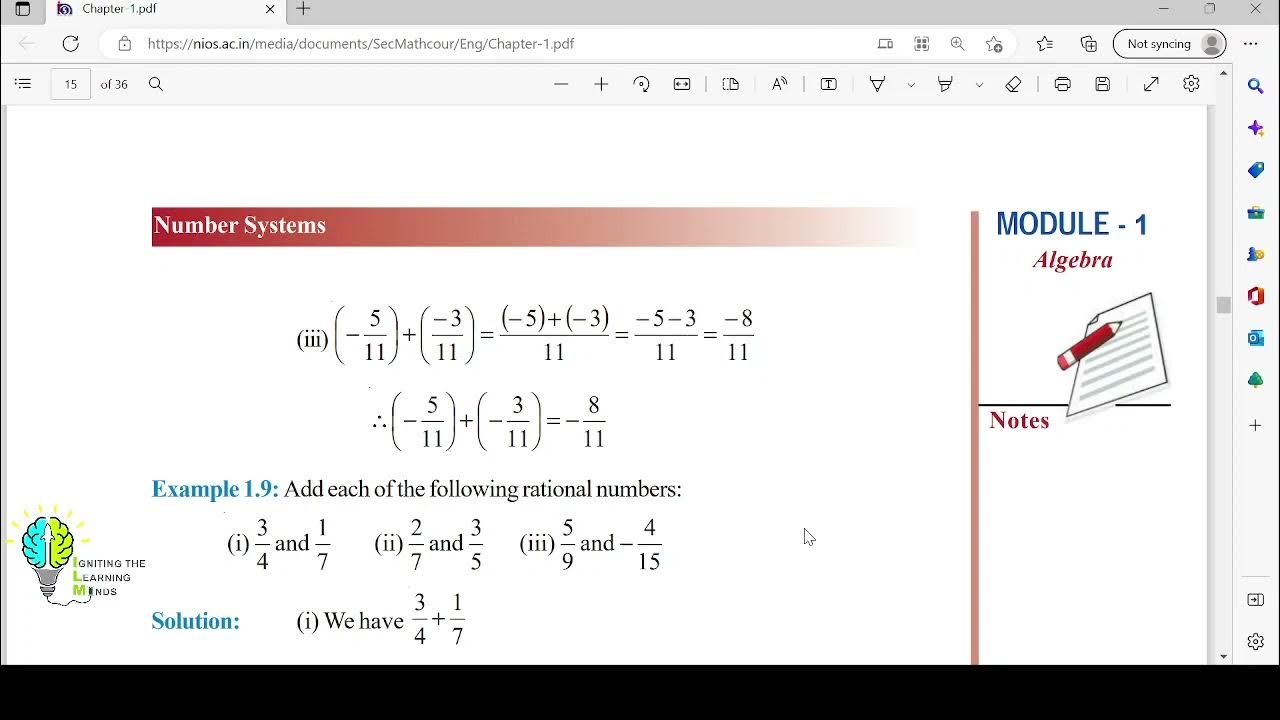 Lesson 1 - Number System - Arithmetic Operations for Rational Numbers - YouTube