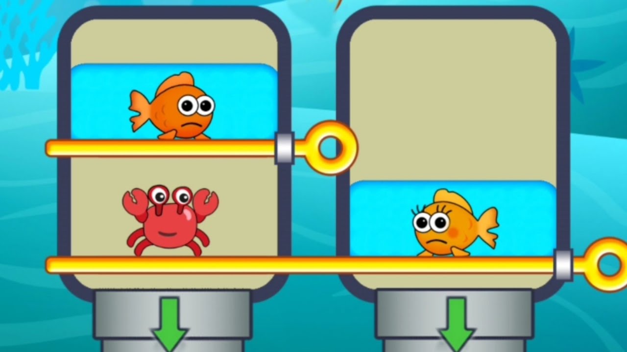 Fish love game pull the pin save fish game | mini fish game - YouTube