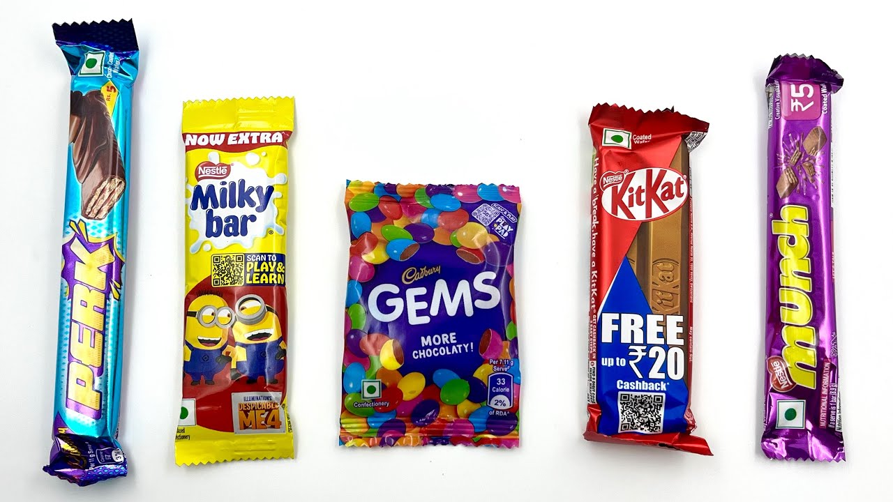 Perk vs Milkybar vs Gems vs Kitkat vs Munch - YouTube