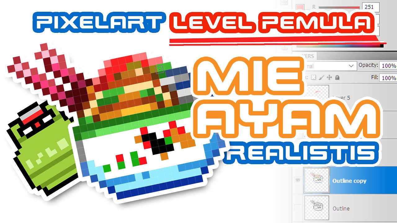 Tutorial Pixelart Untuk Pemula - Mie Ayam - PiskelApp Tutorial Terbaru 2025 - YouTube