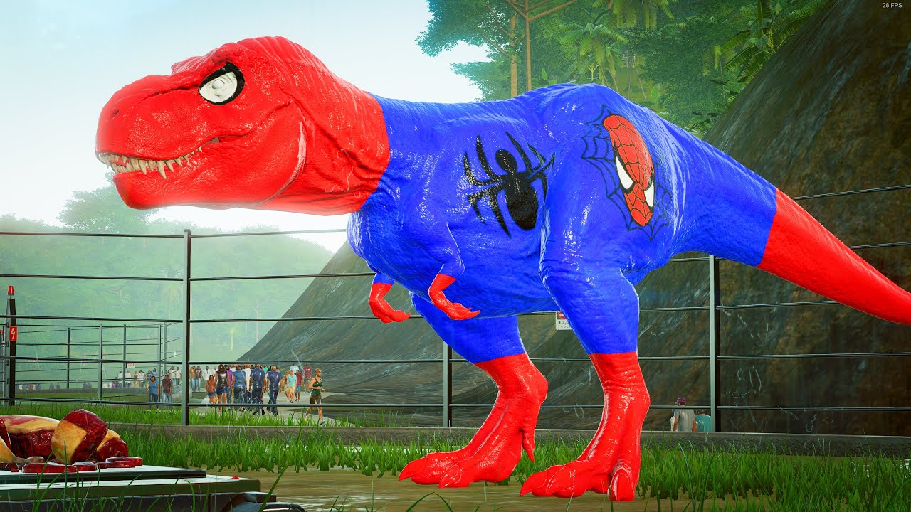 TIRANOSSAURO REX do HOMEM ARANHA vs YOSHI | Jurassic World Evolution 🌎 ...